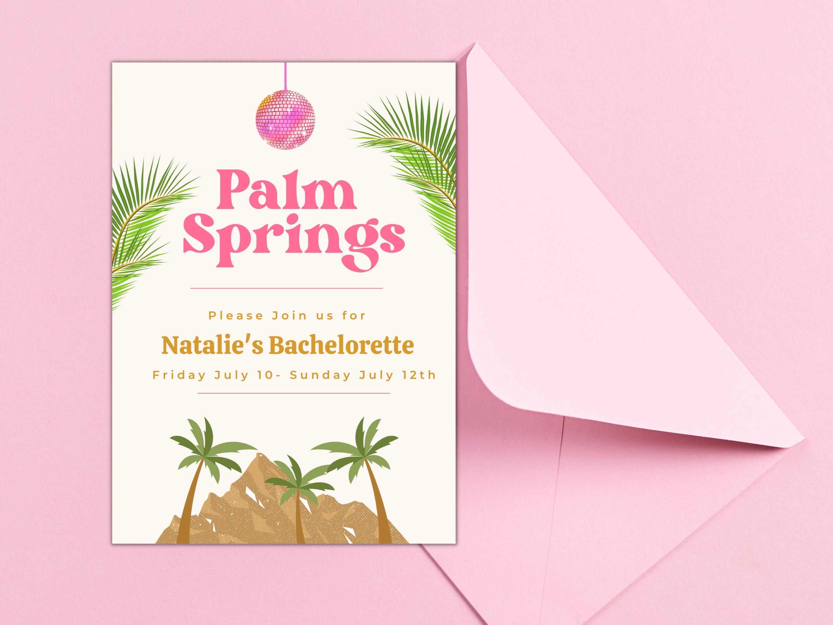 Palm Springs Desert Disco Theme Invitation & Itinerary Design, E-vite ...