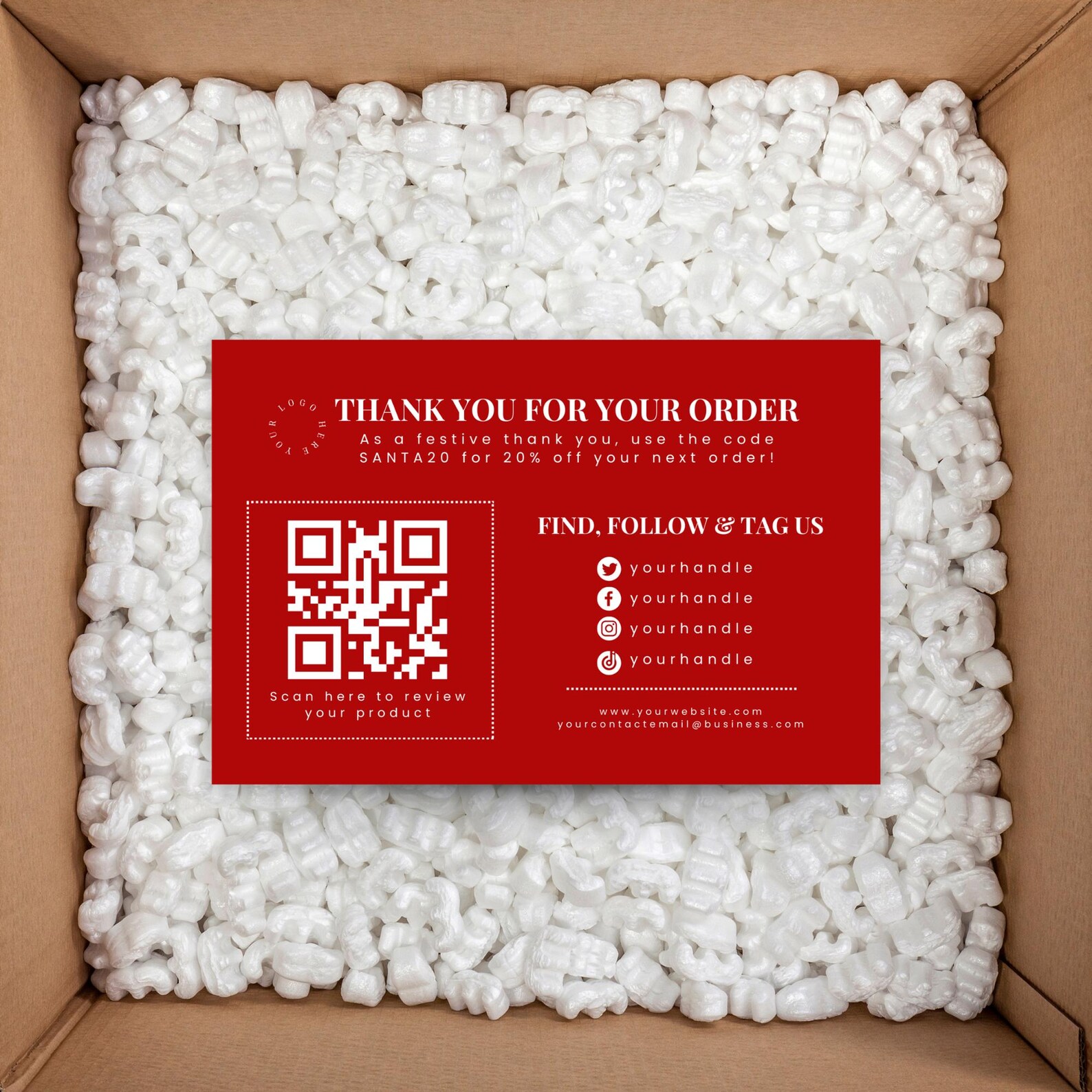 Christmas Thank You Order Card Package Insert Order Insert Card ...