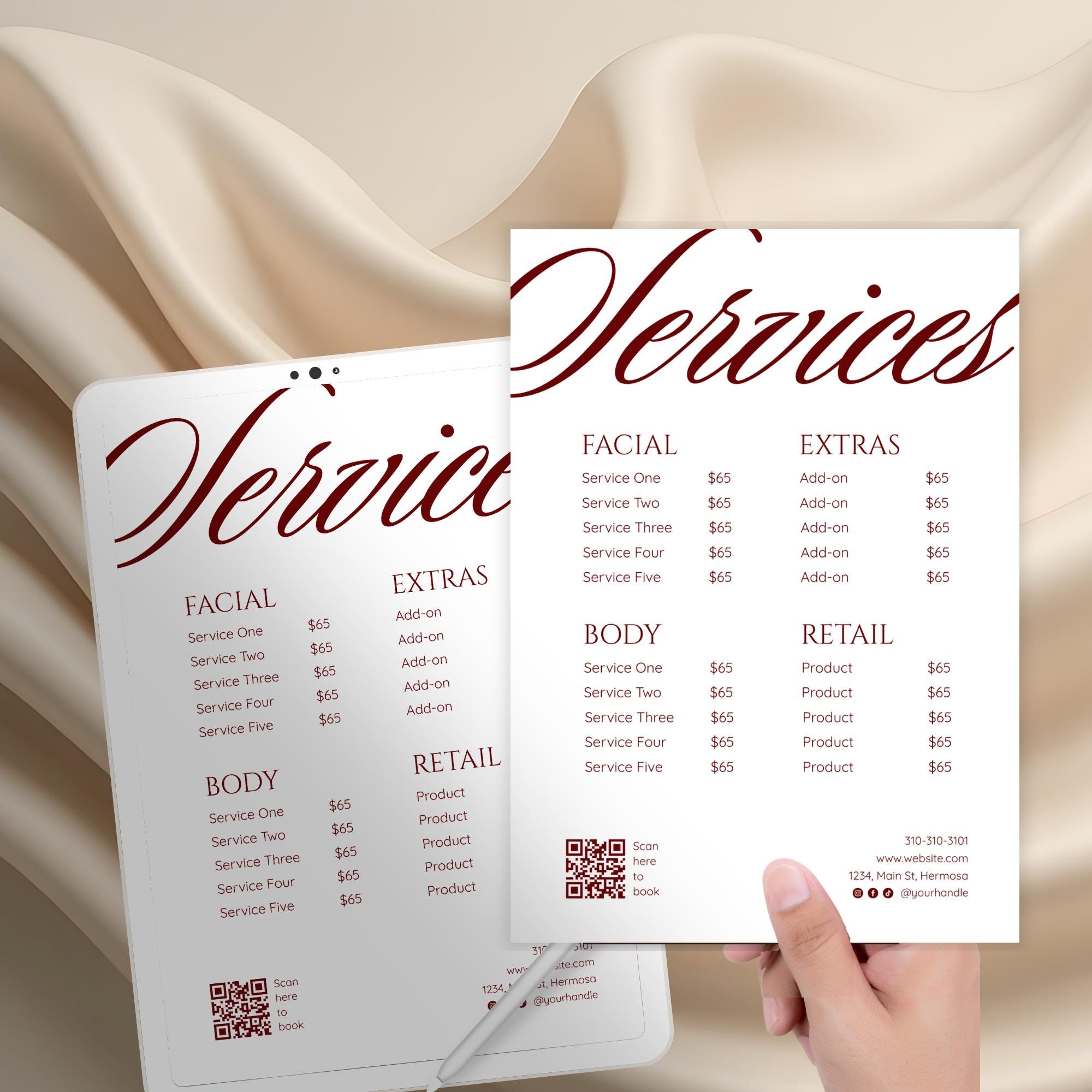 Price List Template | Printable Small Business Service Menu | Pricing ...