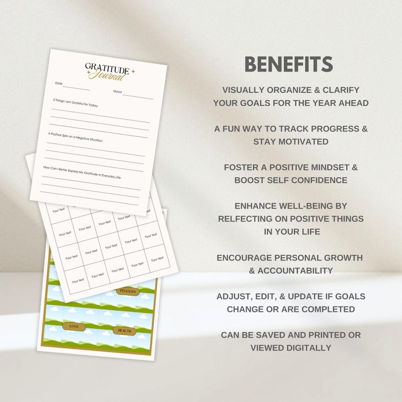 2026 Vision Board Bundle | Printable New Year’s Resolutions Planner ...