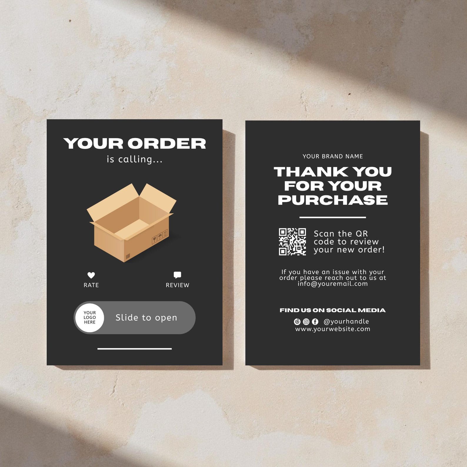 Order Calling Thank You Card | Package Insert | Order Insert Card ...
