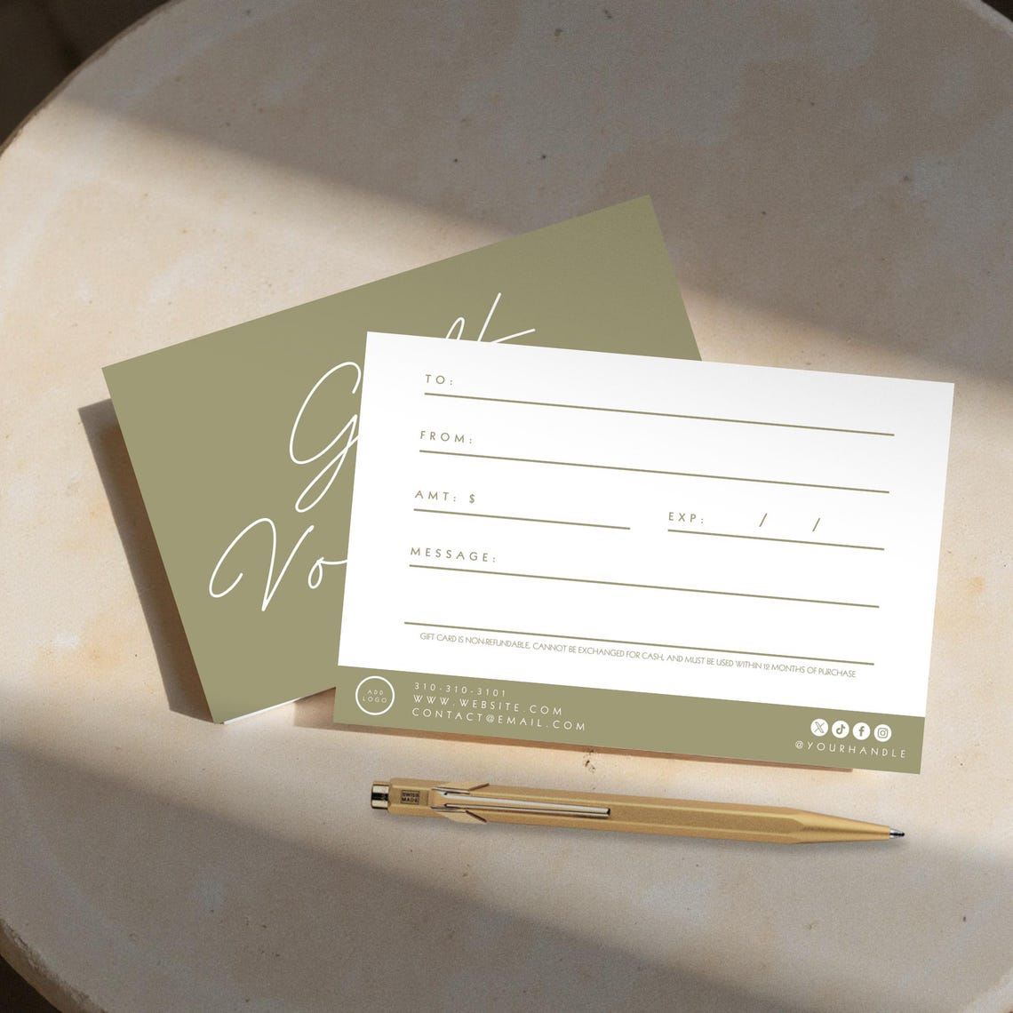 Minimalist Gift Voucher Design | Small Business Gift Card | Neutral ...