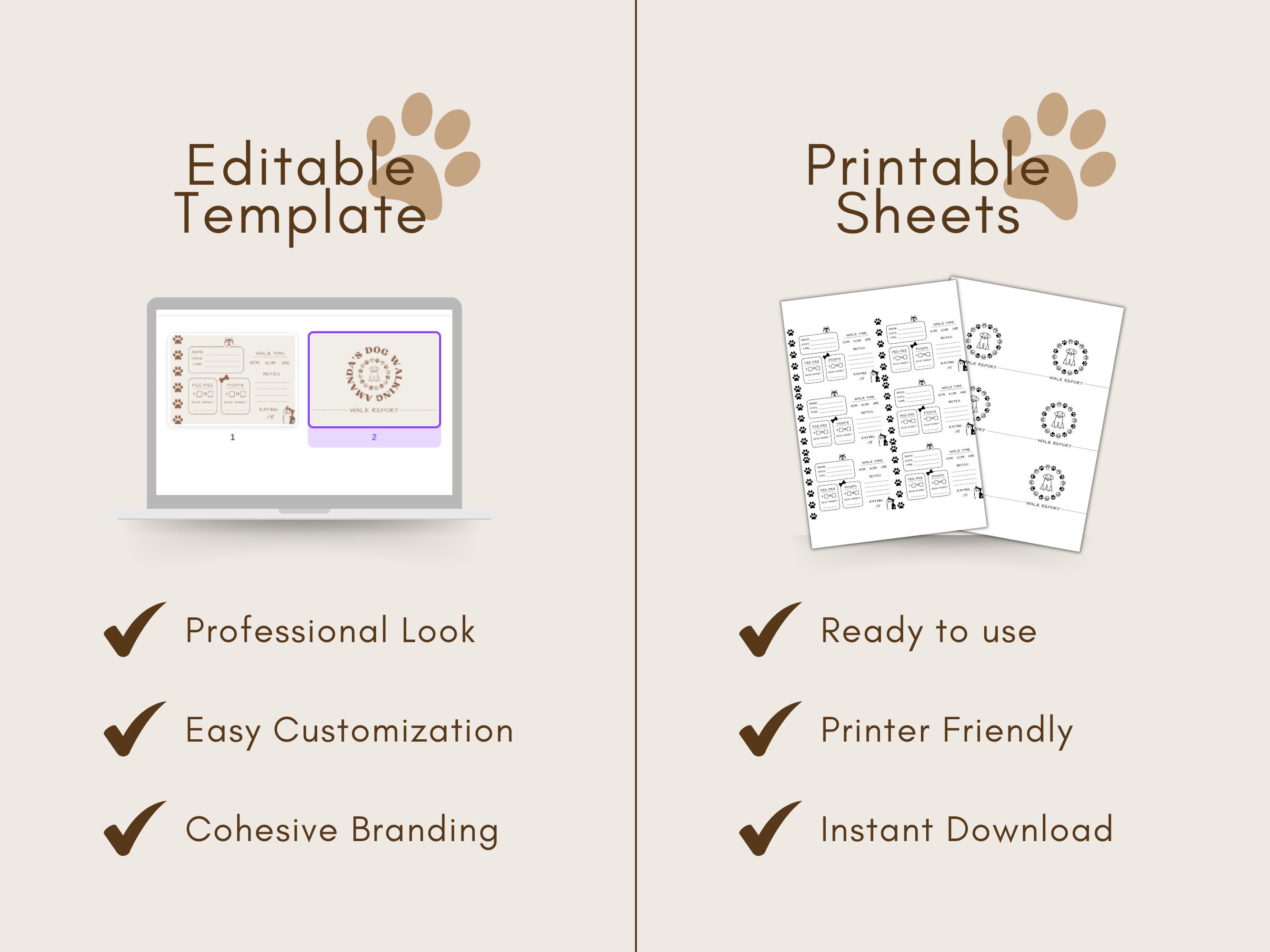 Dog Walking Report Card Template | Printable Pet Sitting Cards | Dog ...