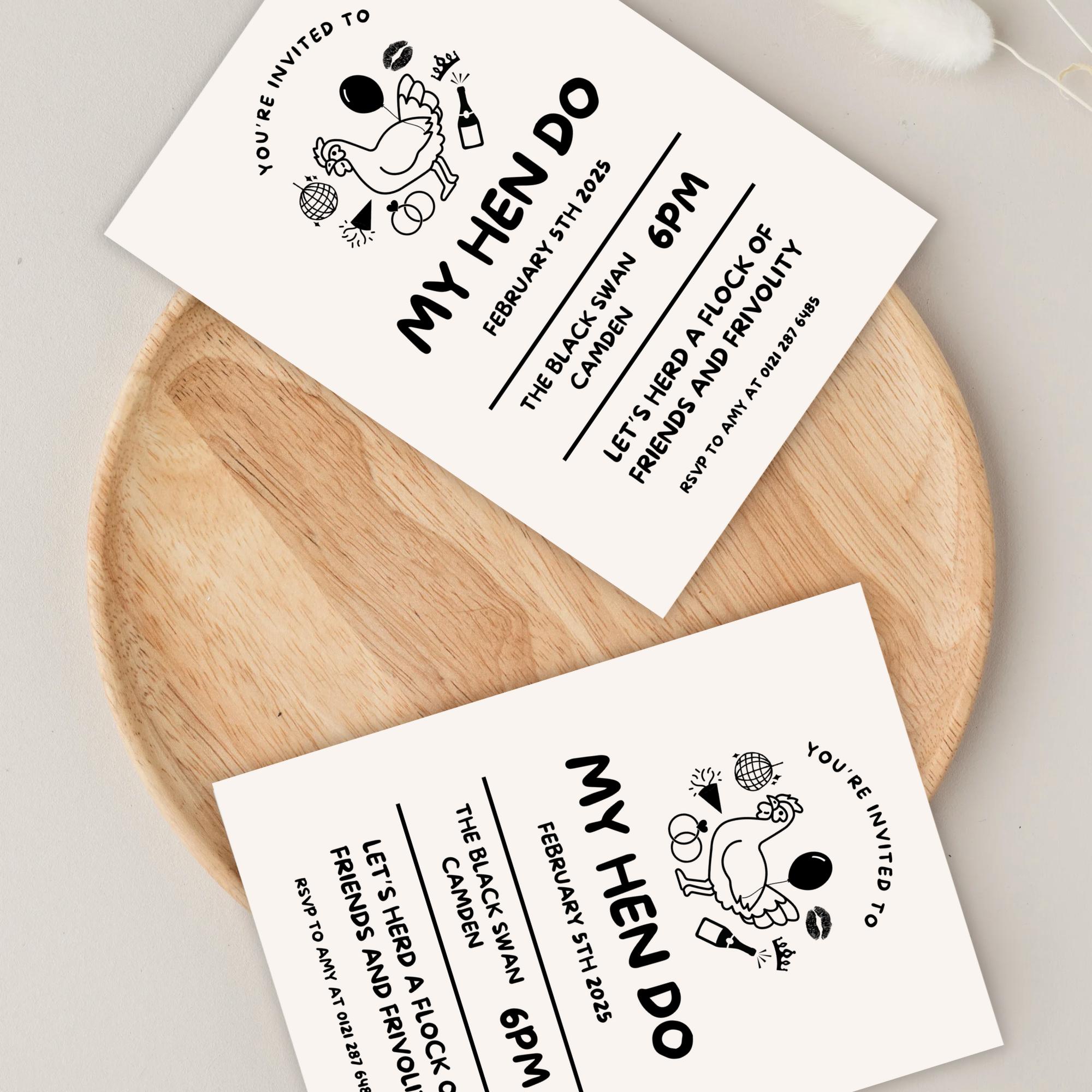 Hen Do Party Invitation Design | Hen Party E-vite | Bachelorette Party ...