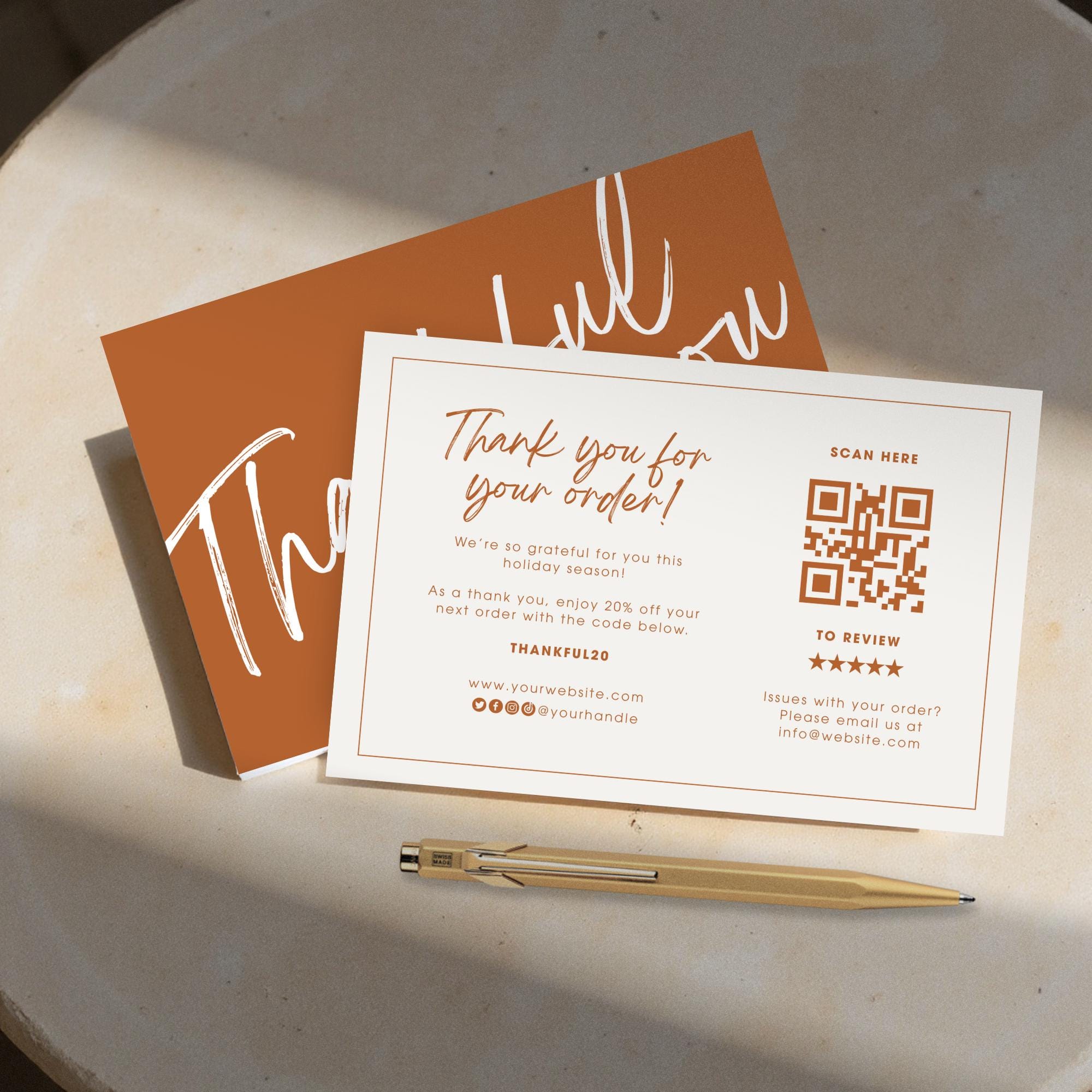 Thanksgiving Thank You Order Card Design | Package Insert Card | Small ...