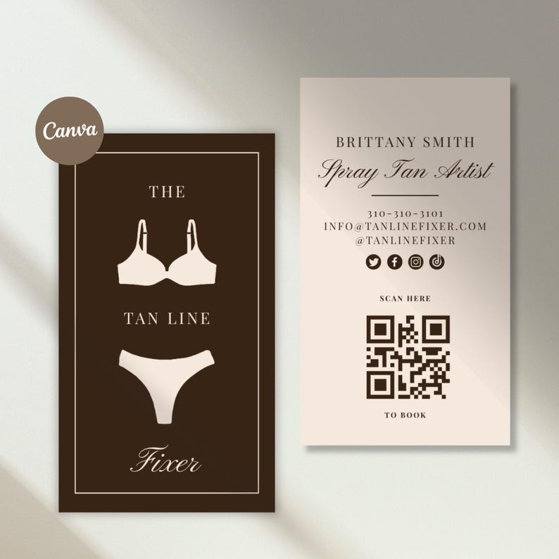Tan Line Fixer Spray Tan Artist Business Card | Elegant Business Card | Spray Tan Business ...
