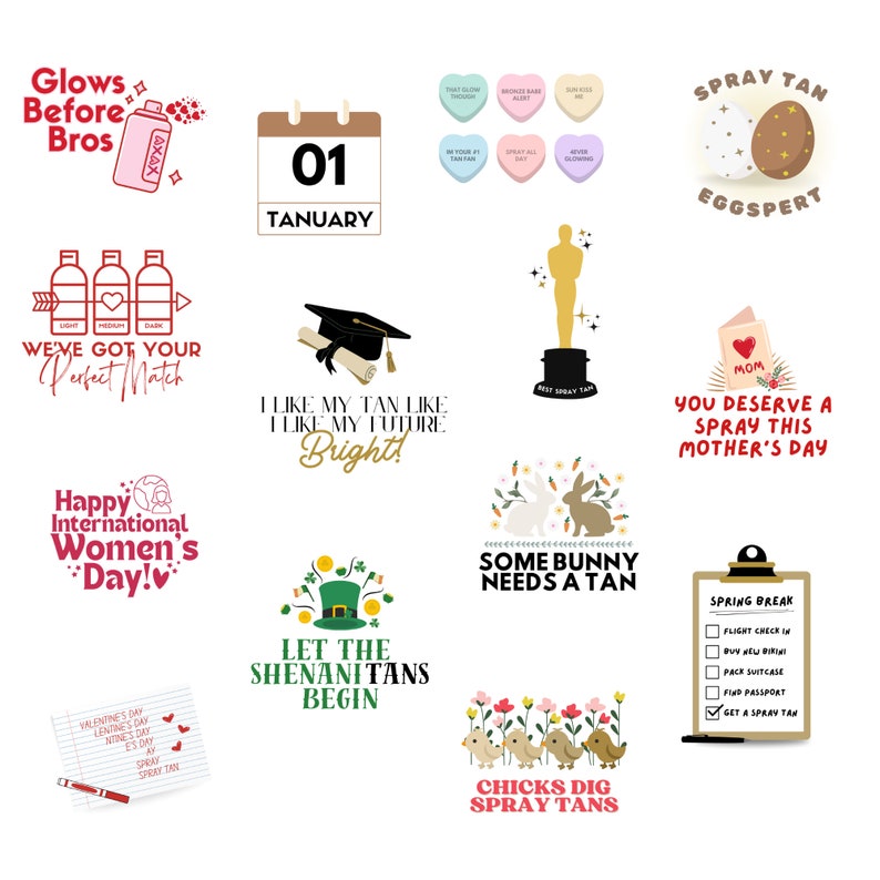 Spray Tan Spring Svg Bundle | Spray Tan Pngs | Valentine's Svg | Easter ...
