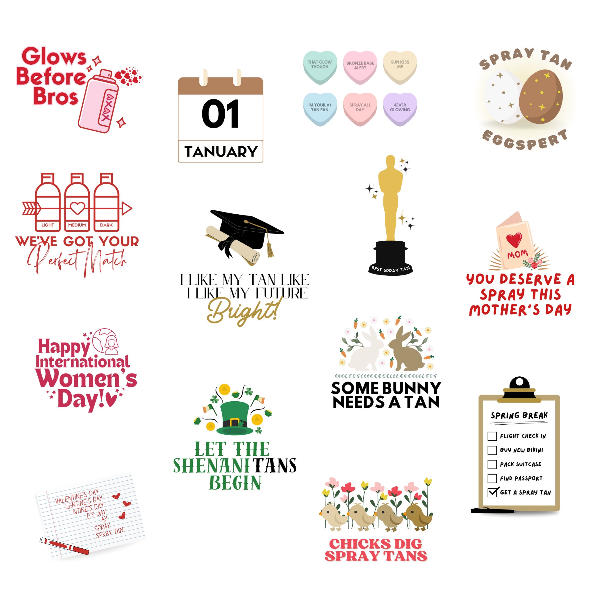 Spray Tan Spring Svg Bundle | Spray Tan Pngs | Valentine's Svg | Easter ...