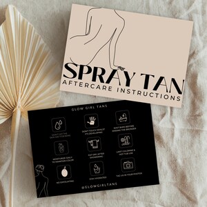 Spray Tan Artist Aftercare Card Editable Template | Client Care Cards ...