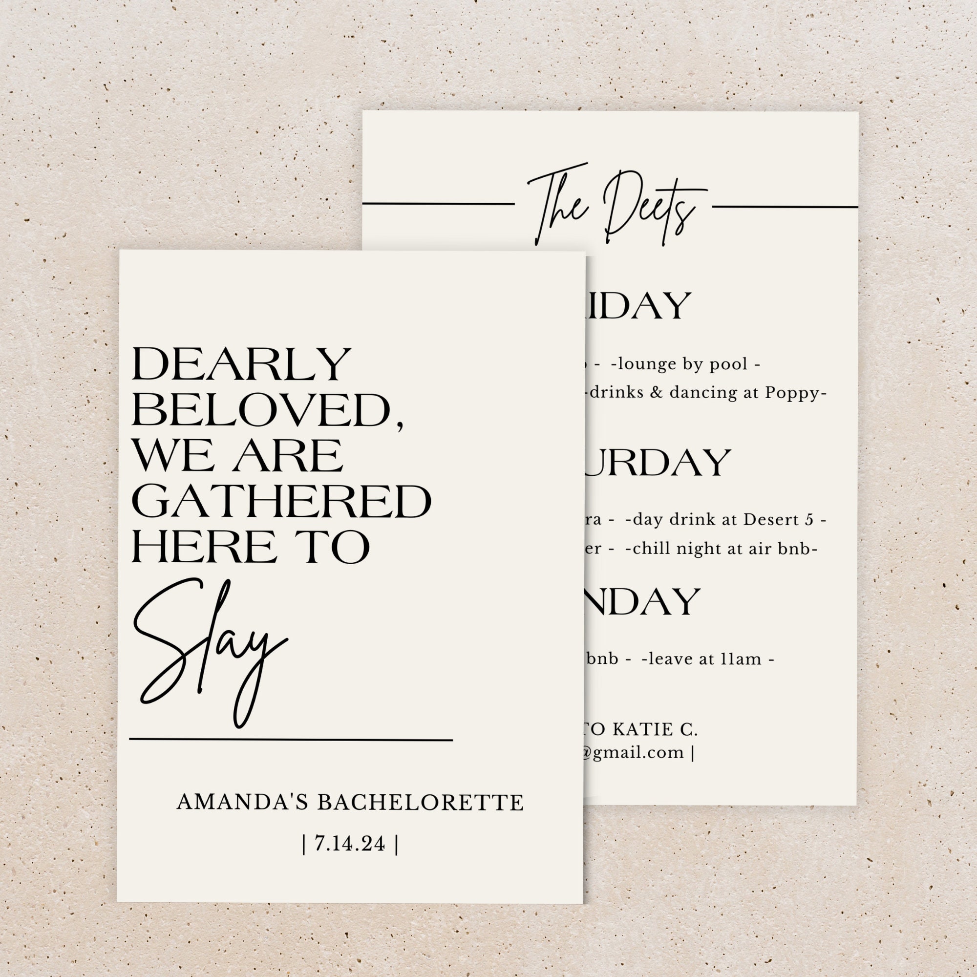 Stylish Bachelorette Invitation Template Minimal Sophisticated Invite ...