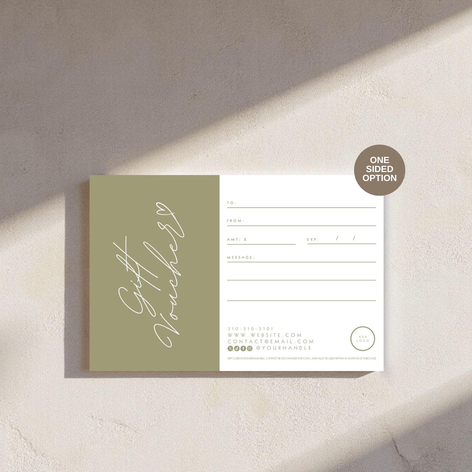 Minimalist Gift Voucher Design | Small Business Gift Card | Neutral ...