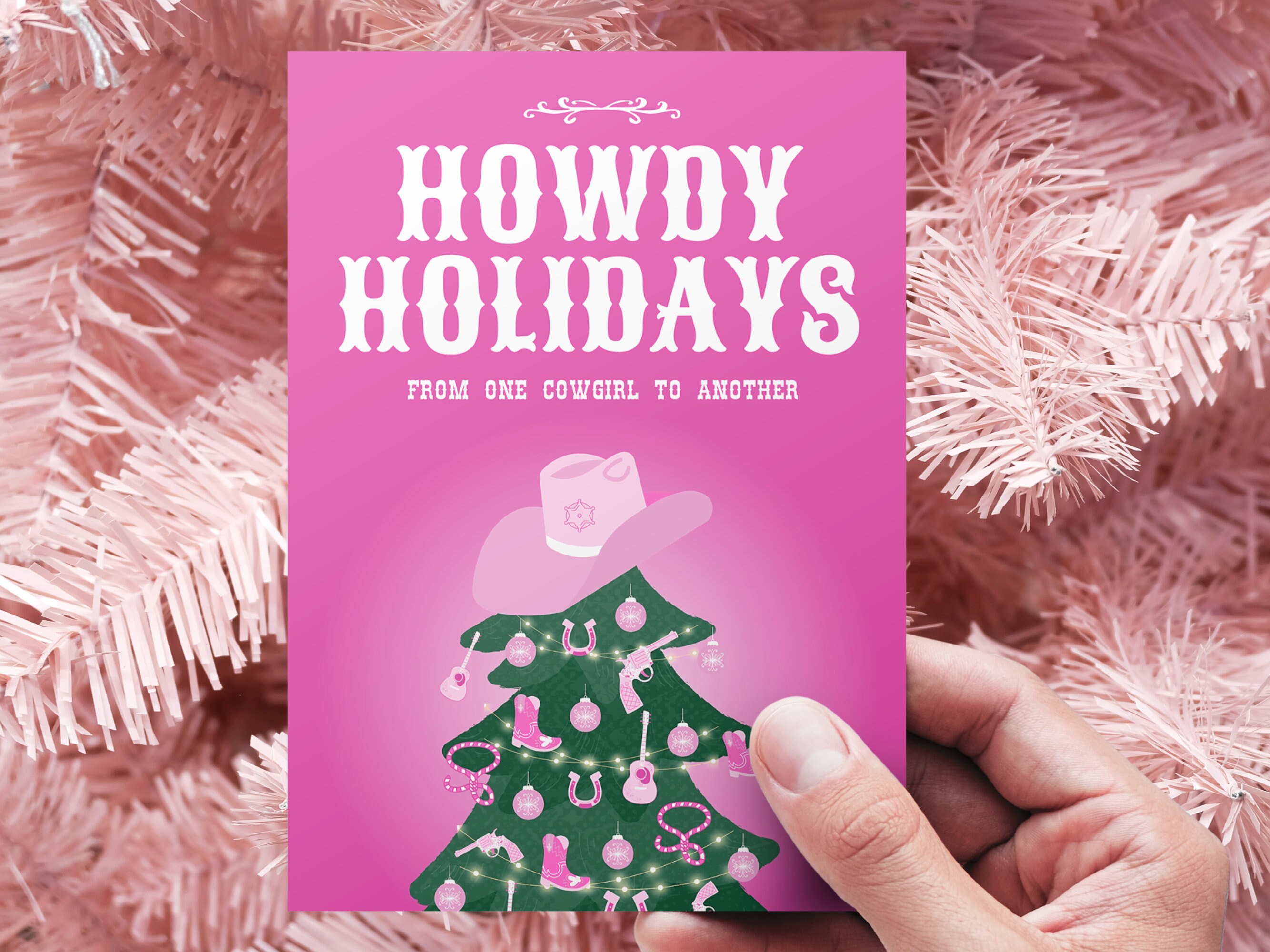 Cowgirl Christmas Card Design Howdy Holidays Greeting Card Editable ...