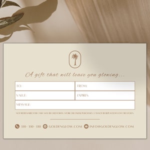 Spray Tan Business Gift Voucher Design 6x4" | Editable Template ...