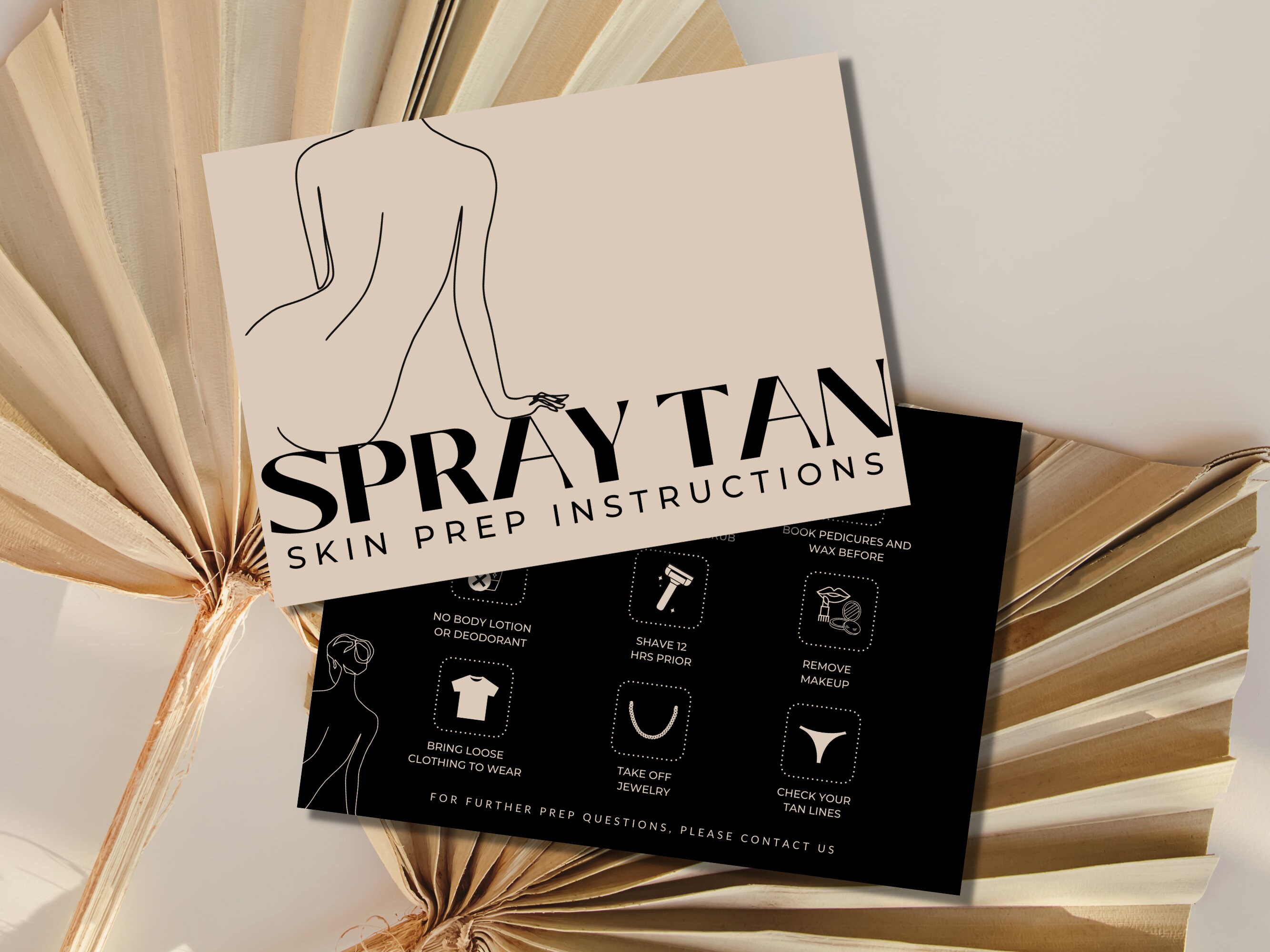 Spray Tan Artist Skin Prep Card Editable Template Client Care Cards ...