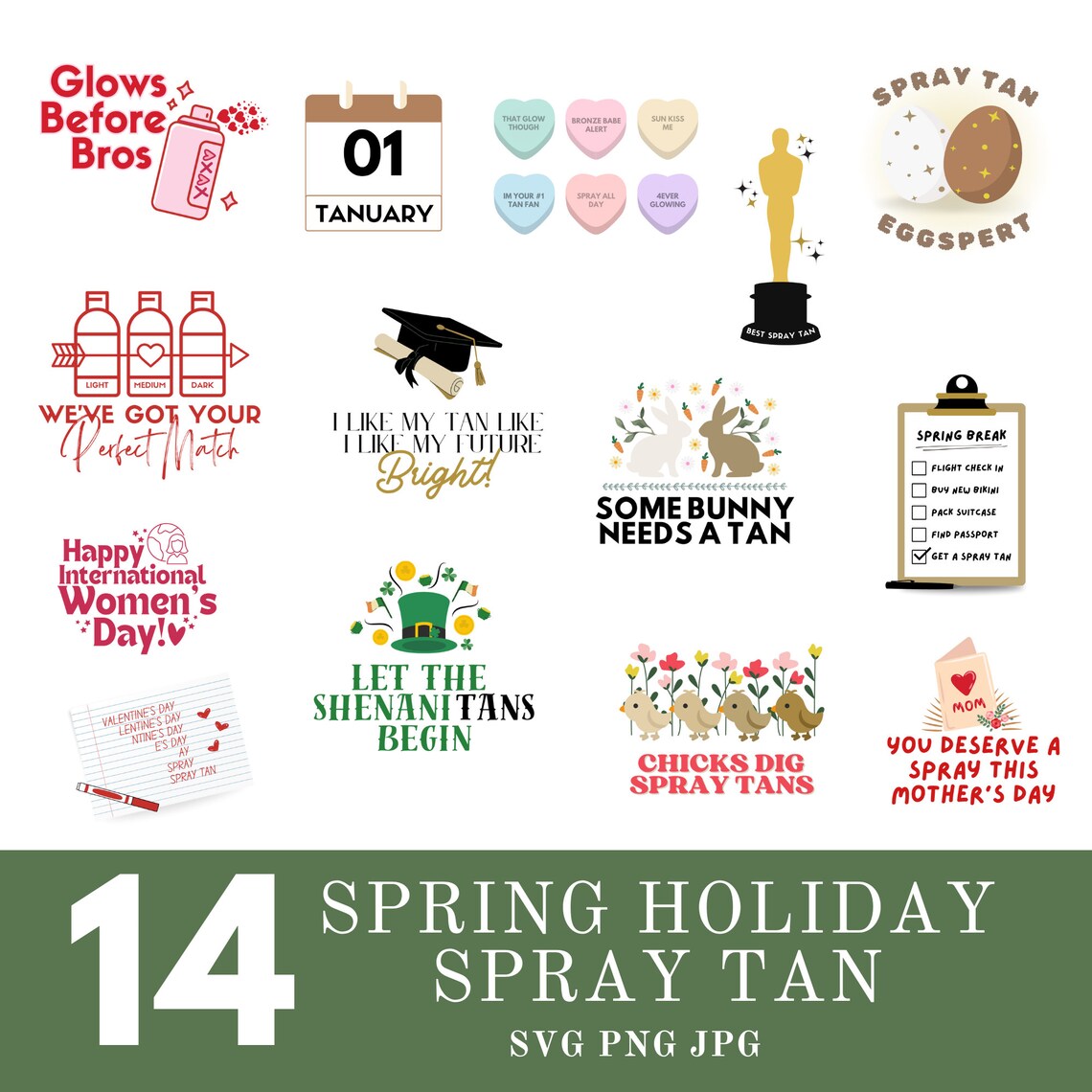 Spray Tan Spring Svg Bundle Spray Tan Pngs Valentine's Svg Easter Spray ...