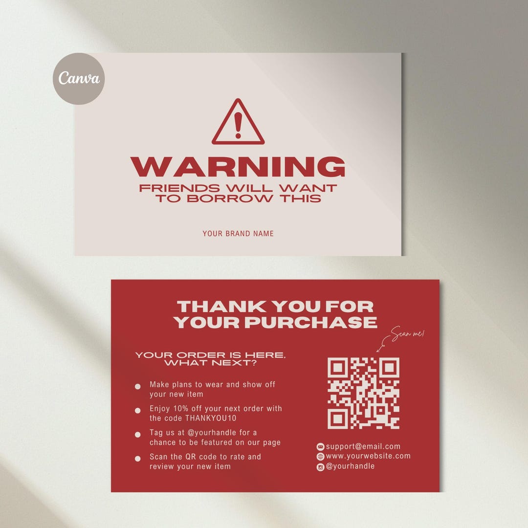 Thank You Order Card Design | Small Business Package Insert Card ...