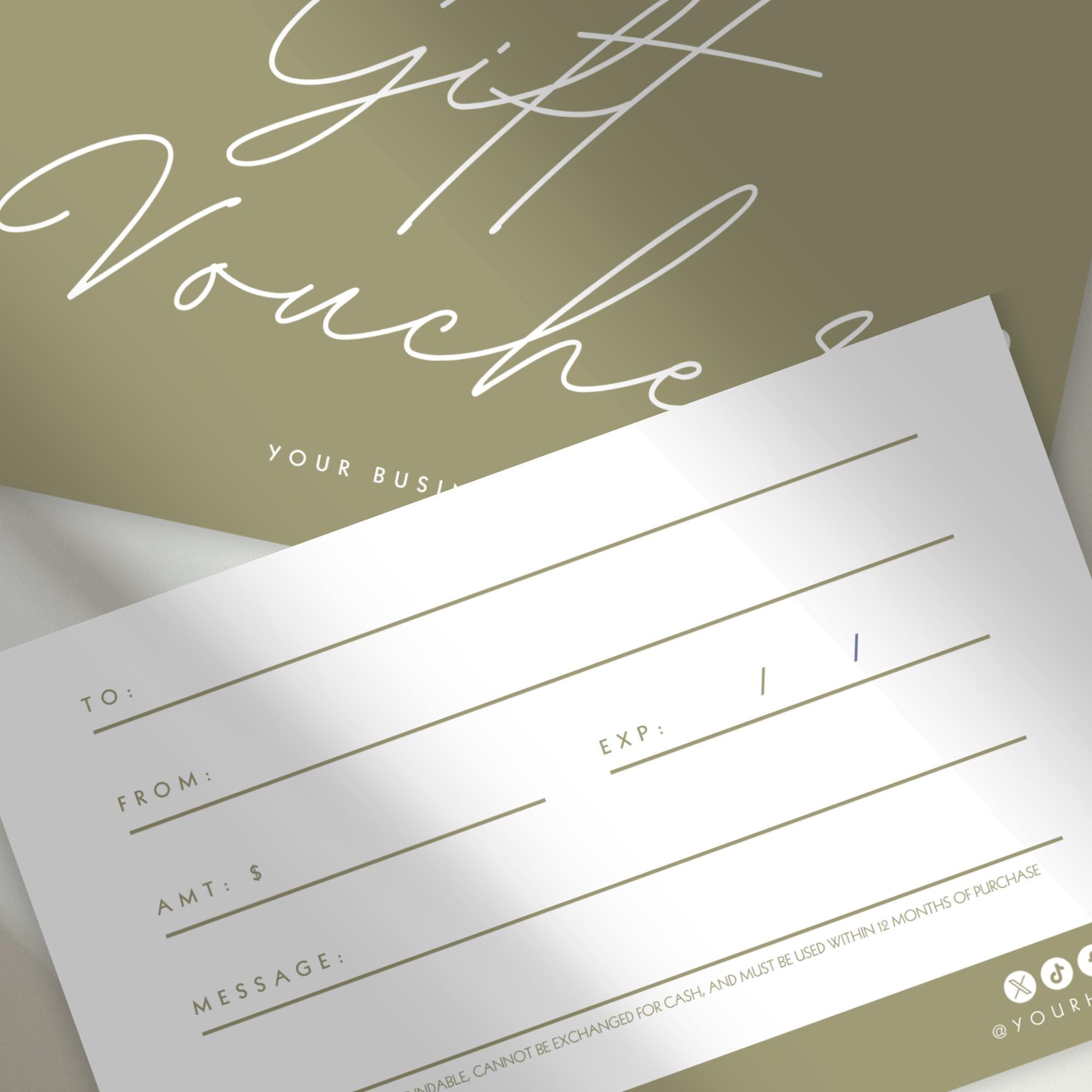 Minimalist Gift Voucher Design | Small Business Gift Card | Neutral ...