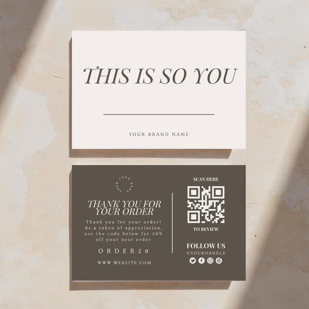 Personalized Thank You Order Card | Package Insert | Neutral Order ...
