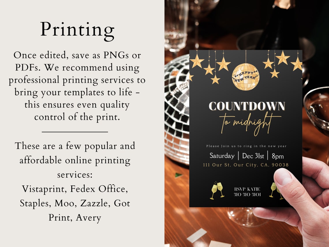 New Year's Eve Party Invitation Design 'countdown to Midnight Invite ...