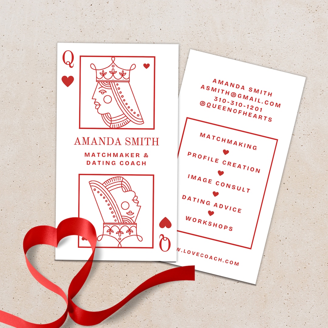 Match Maker Business Card Design Dating Coach Cards Editable Template ...