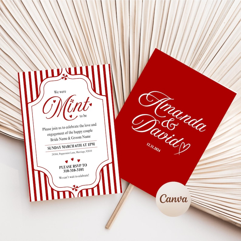 Engagement Party Invitation Design | Peppermint Themed Party Invitation ...