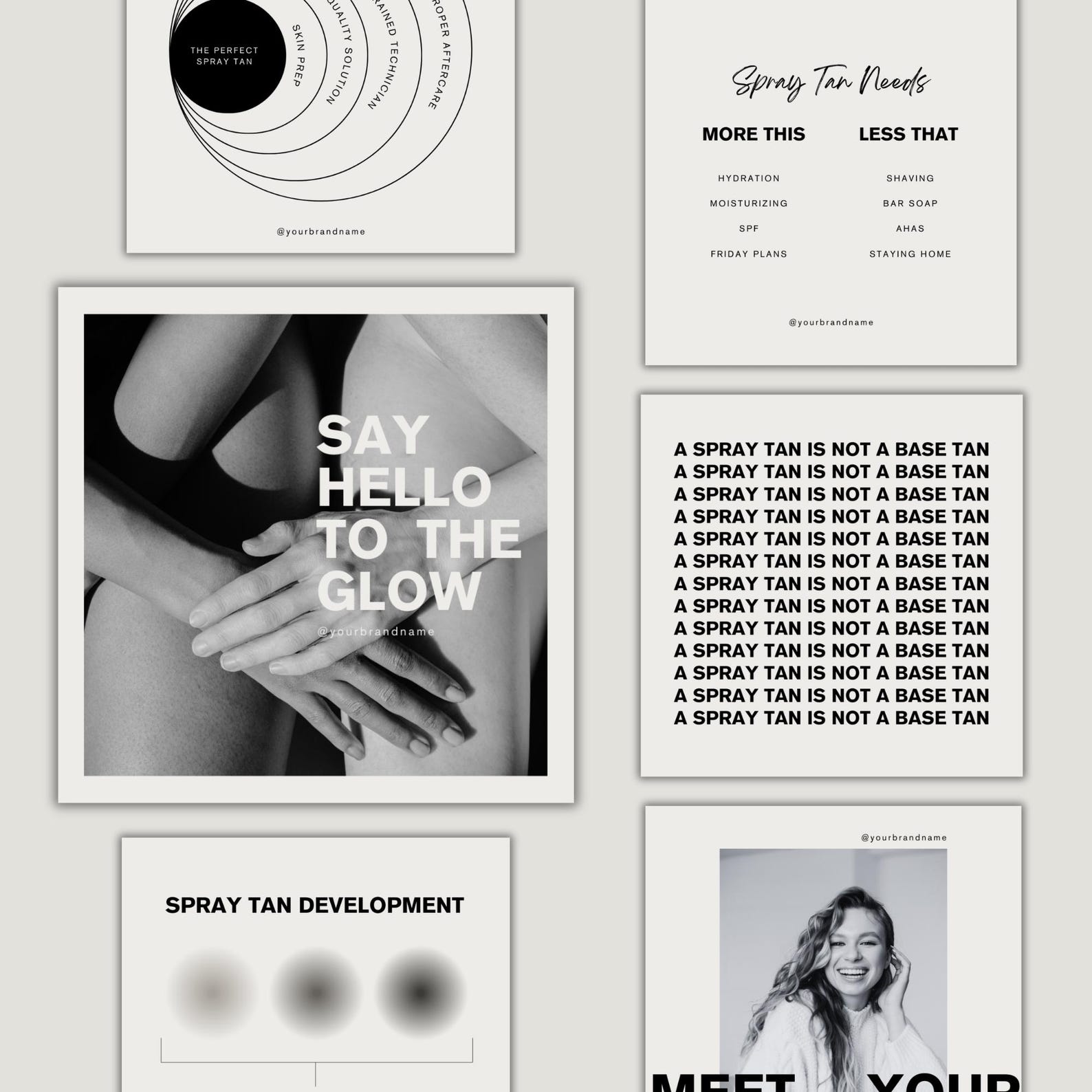 80 Spray Tan Artist Editable Instagram Posts | Minimalist Aesthetic ...