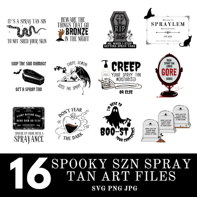 16 Spray Tan Halloween Svg Bundle | Spray Tan Pngs | Funny Halloween ...