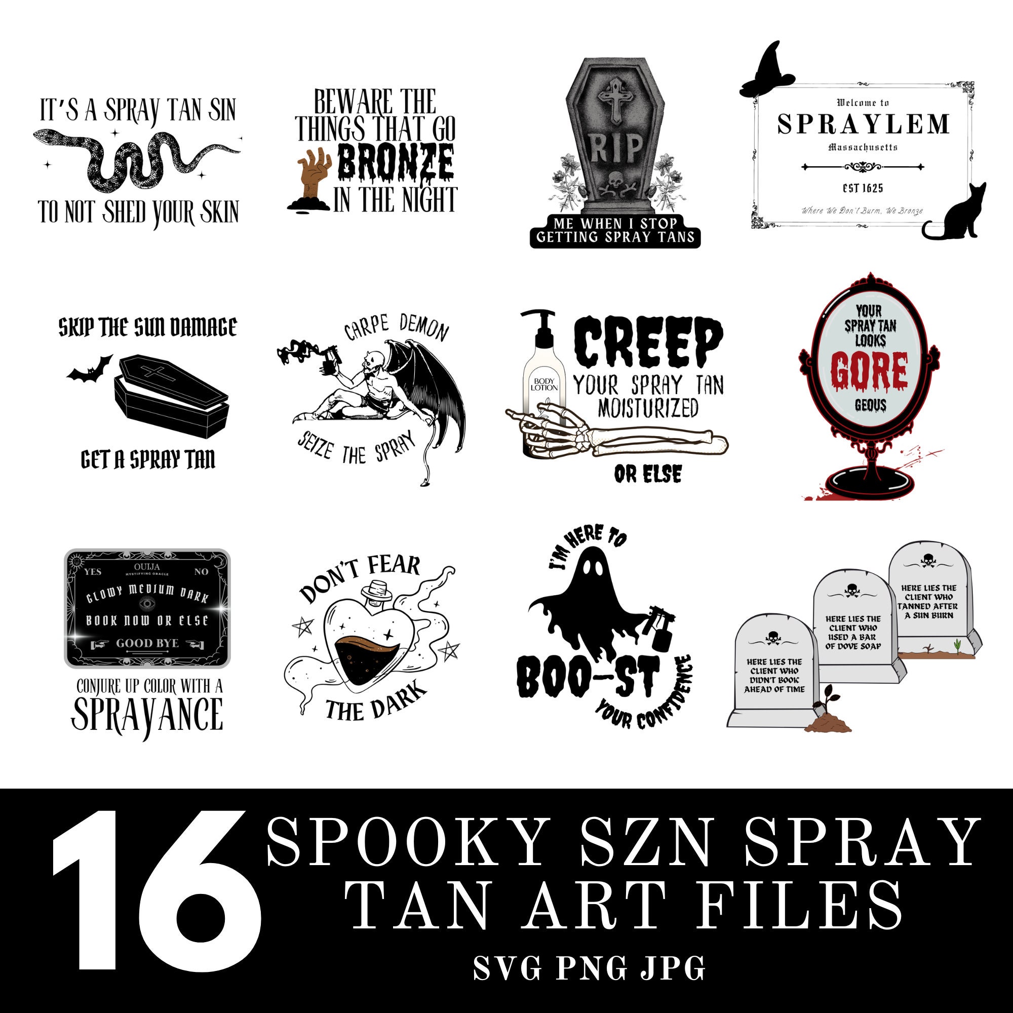 16 Spray Tan Halloween Svg Bundle | Spray Tan Pngs | Funny Halloween ...