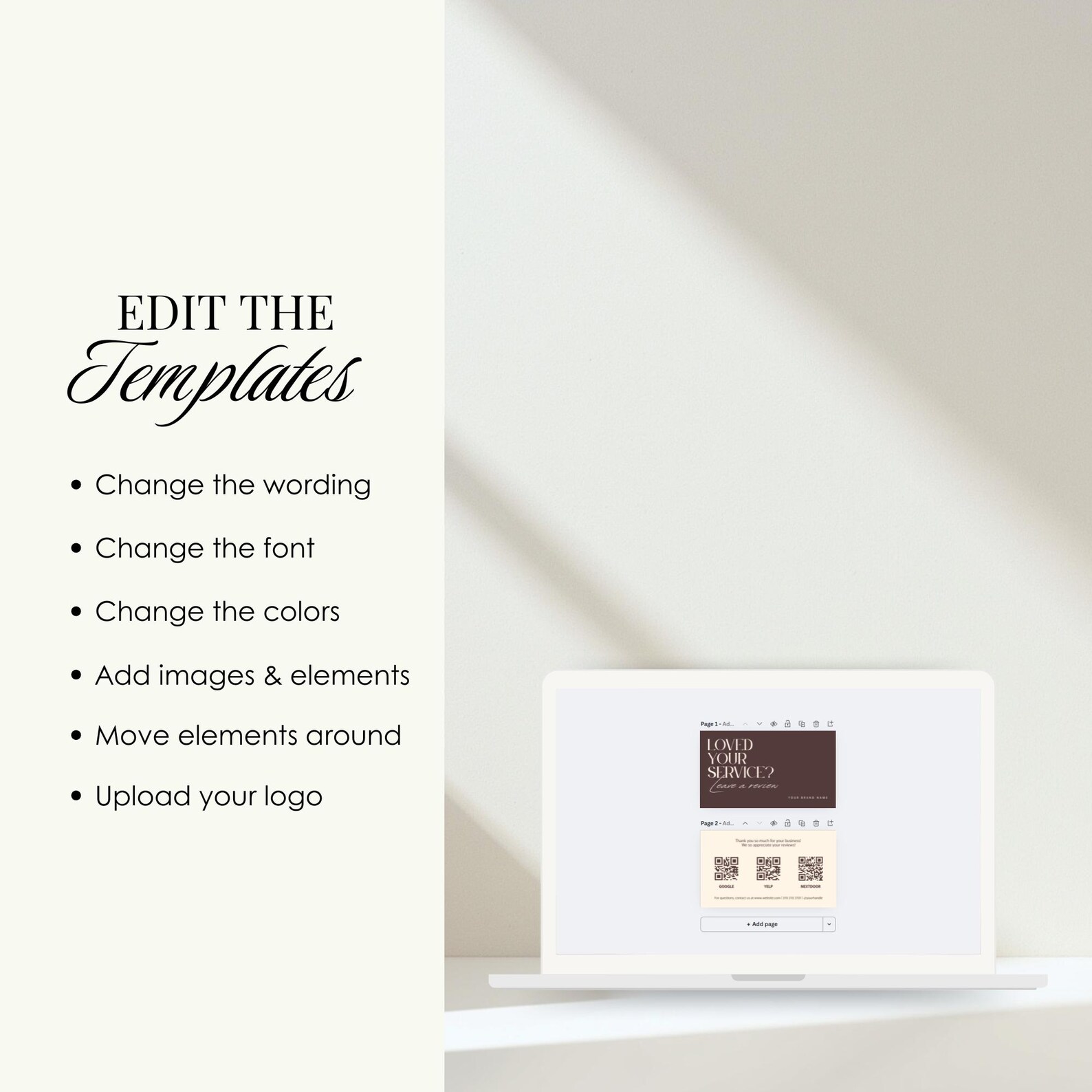 Small Business Review Card Template | Scannable QR Code Reviews Card ...