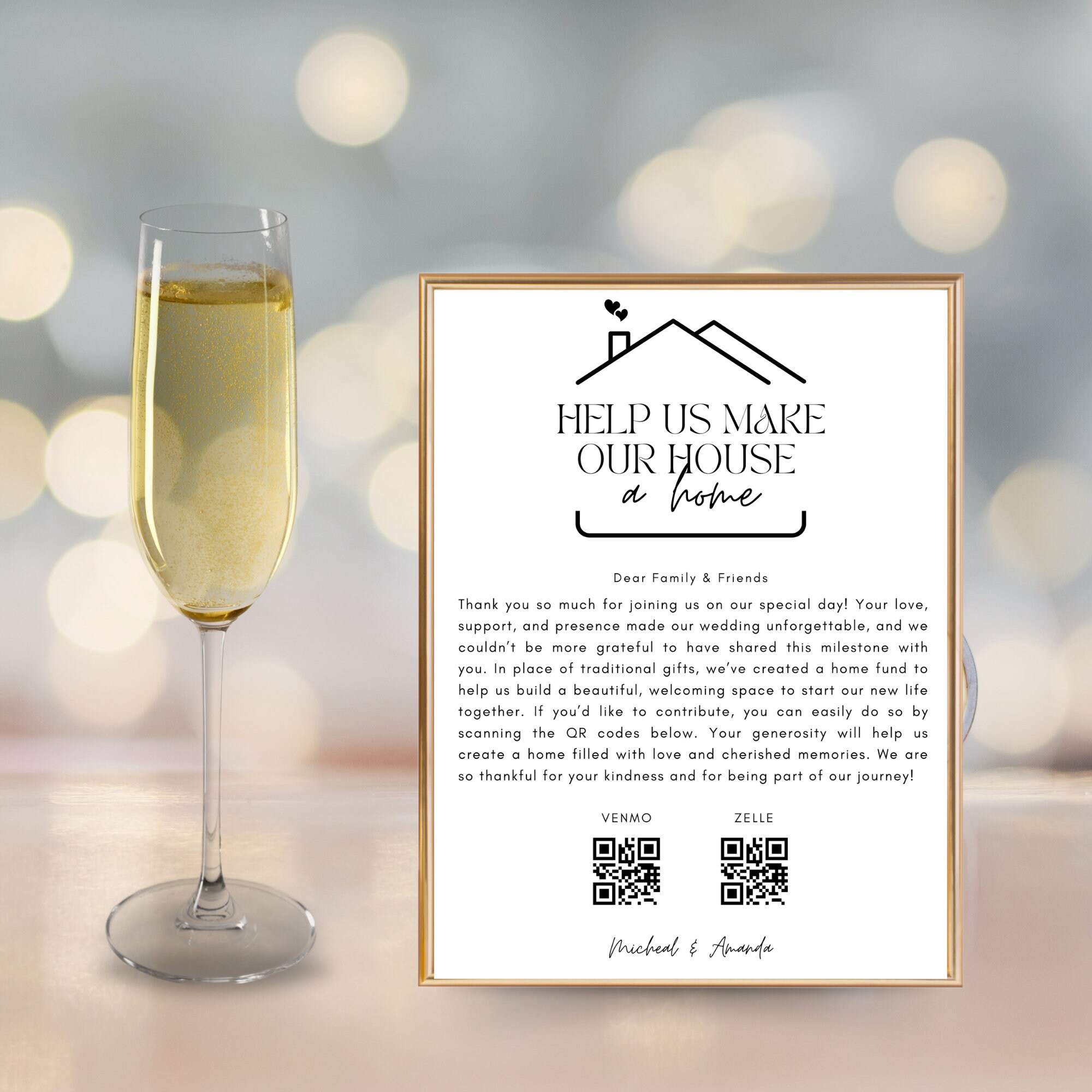 Home Fund Wedding QR Code Sign | Wedding Gift Sign | Editable Template ...