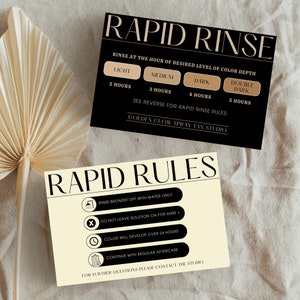 Rapid Rinse Spray Tan Aftercare Card Express Spray Tan Rack Card Client ...