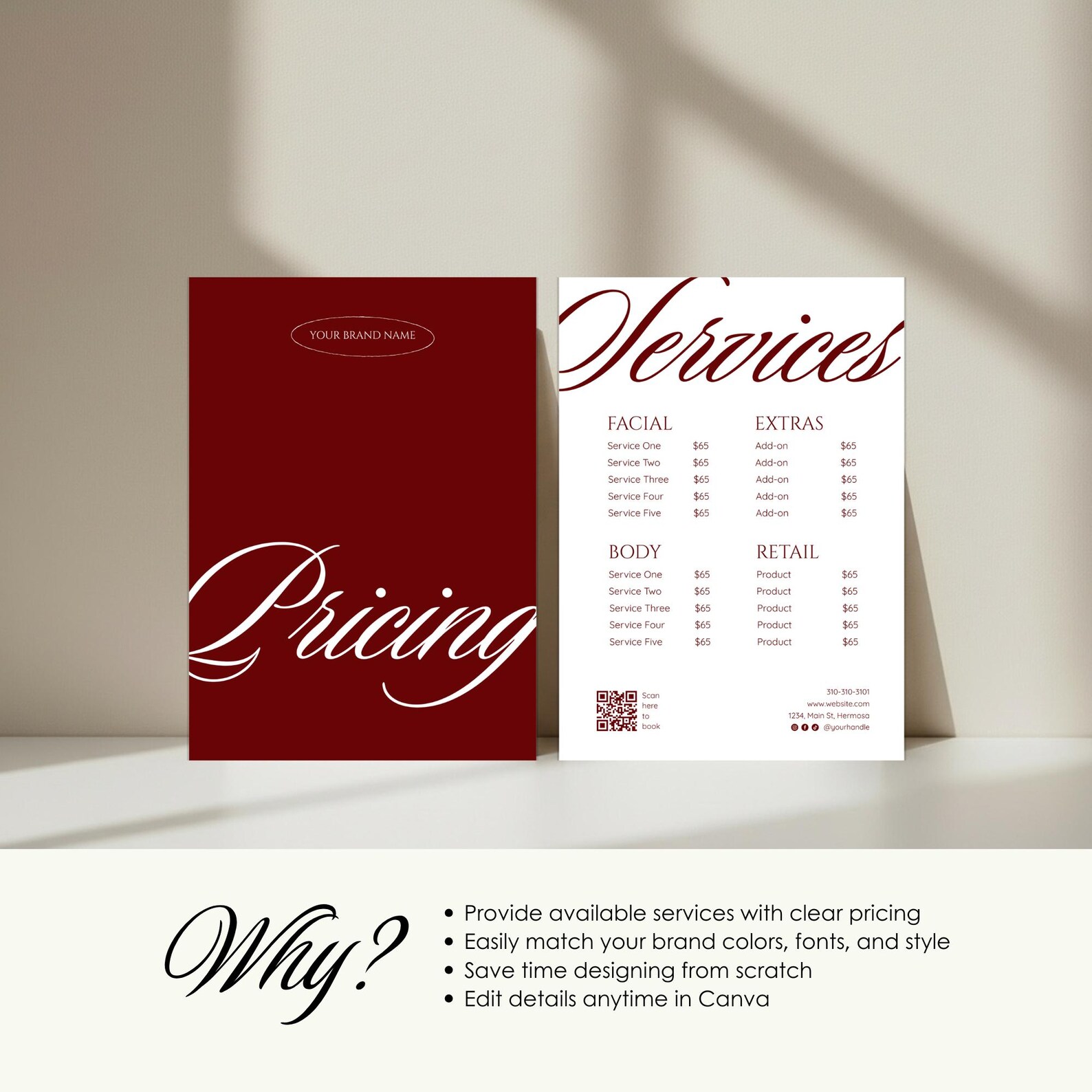Price List Template | Printable Small Business Service Menu | Pricing ...