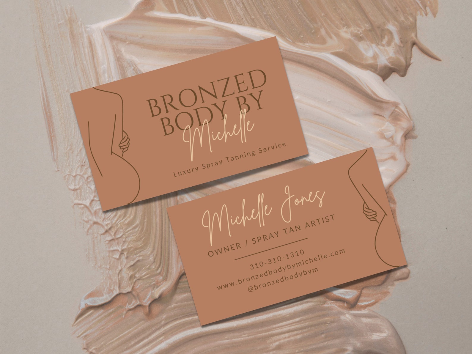 Spray Tan Artist Business Card Design | Editable Business Card Template ...