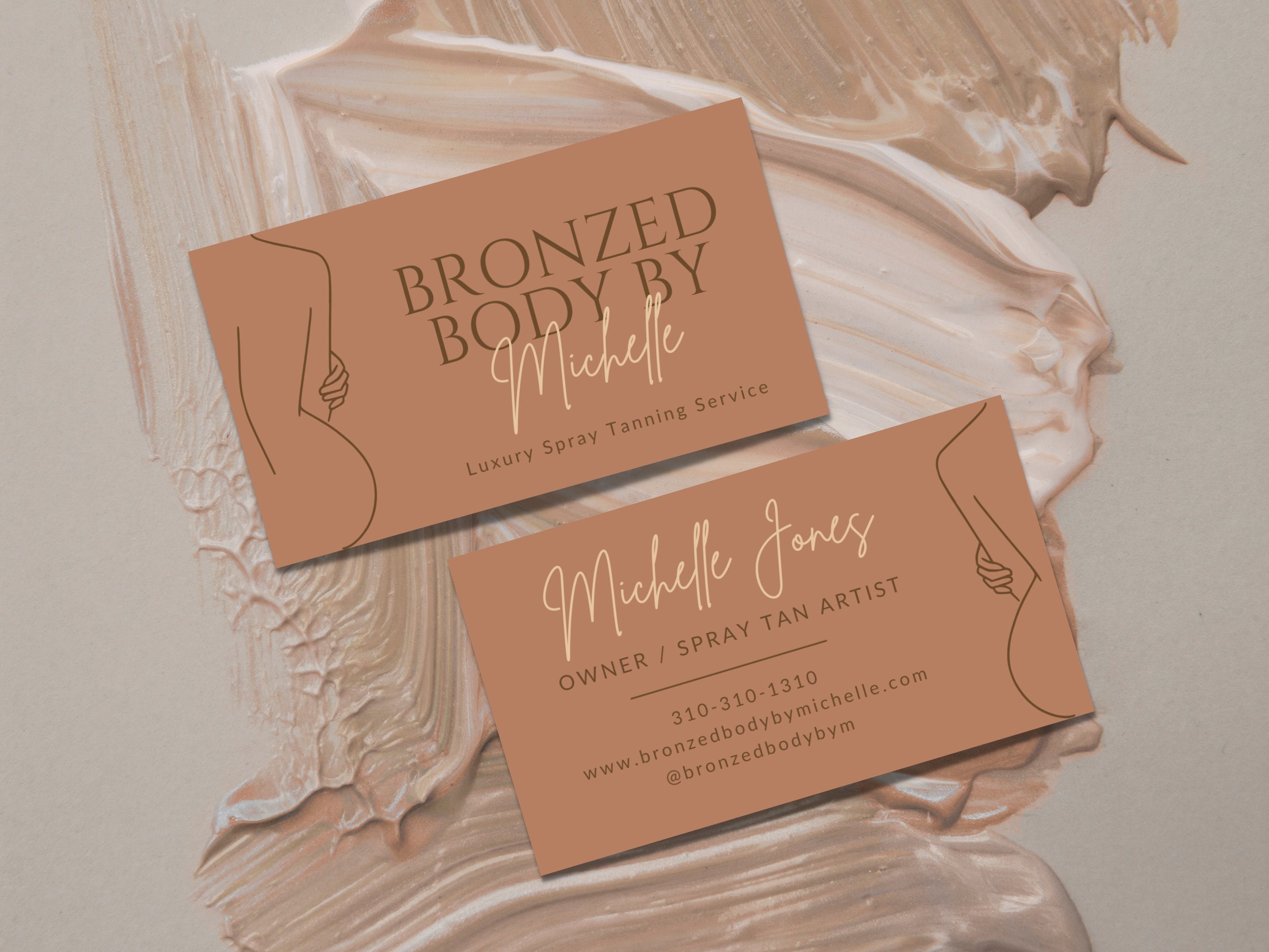 Spray Tan Artist Business Card Design | Editable Business Card Template ...