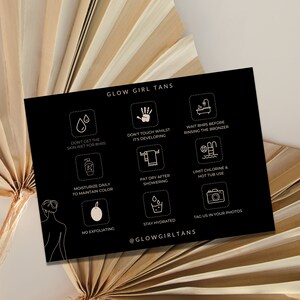 Spray Tan Artist Aftercare Card Editable Template Client Care Cards Black & Beige Spray Tanning ...