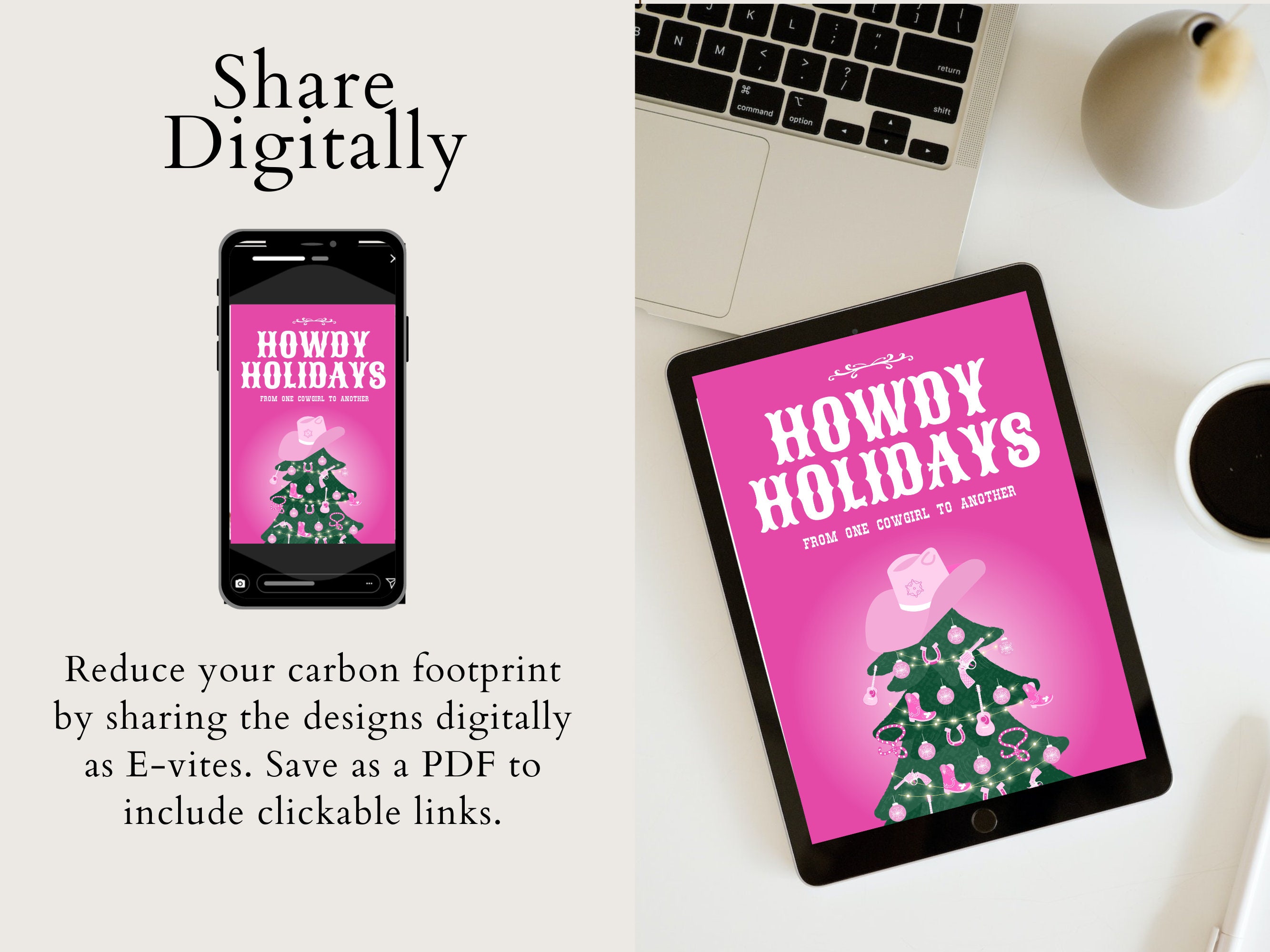 Cowgirl Christmas Card Design Howdy Holidays Greeting Card - Etsy