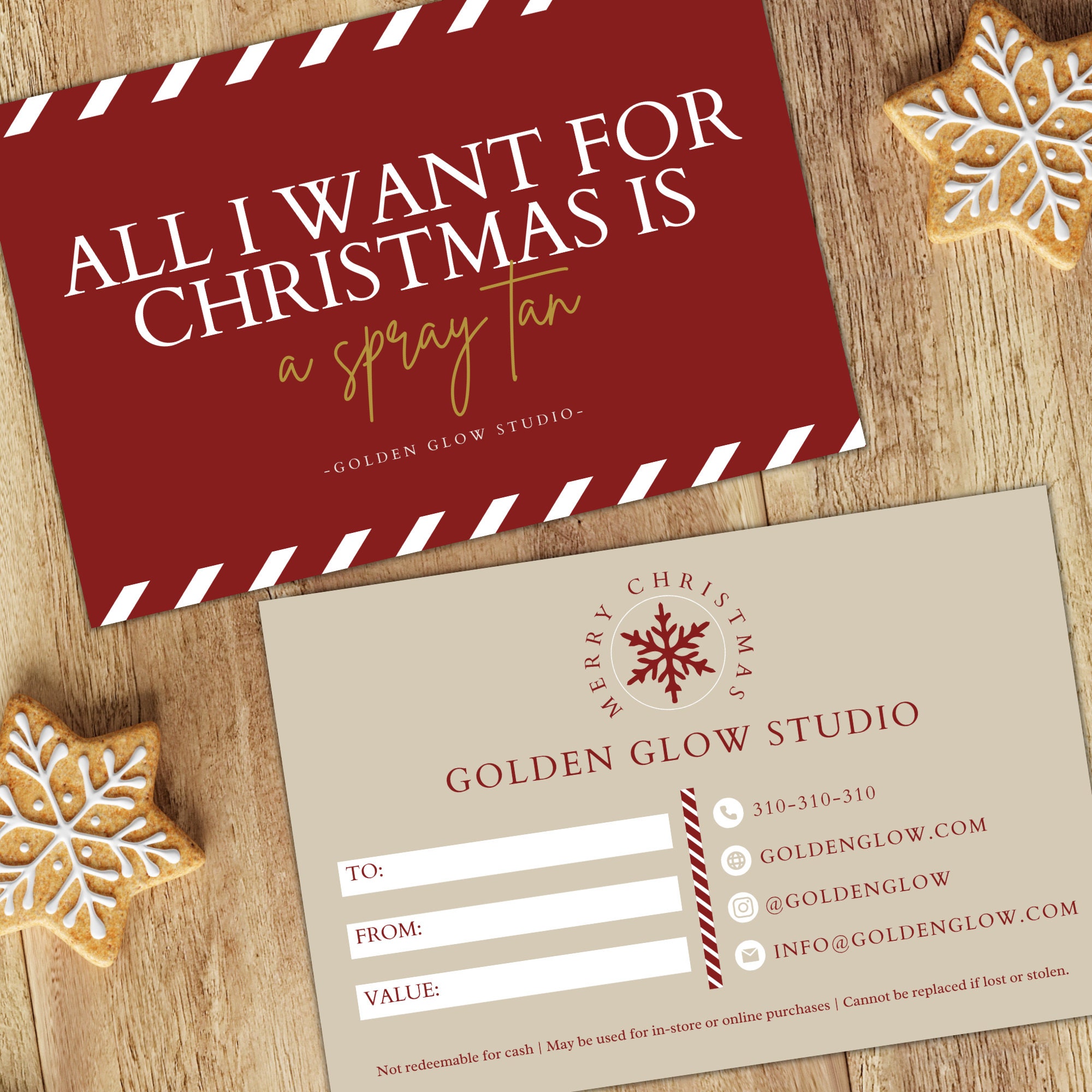 Spray Tan Business Christmas Gift Voucher 6 X 4 Editable Template ...