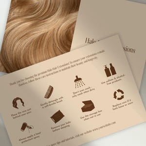 Halo Hair Extensions Care Card | Neutral Editable Client Card for Hair ...