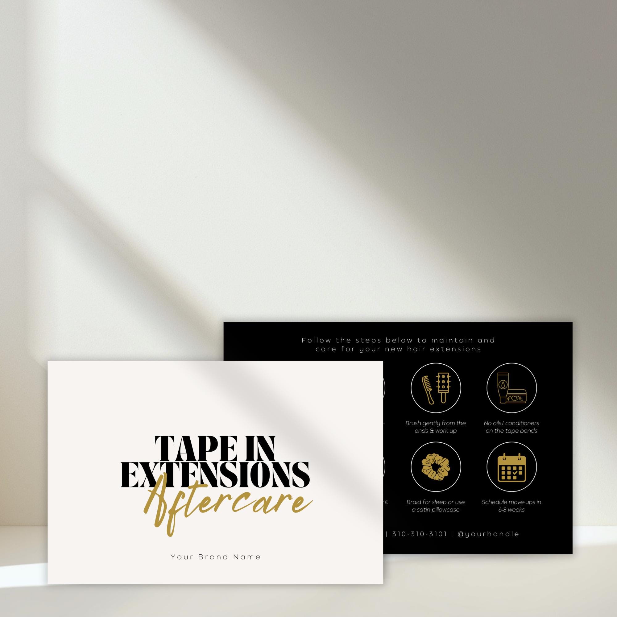 Tape-in Extensions Care Card | Client Care Card | Luxury Aesthetic ...