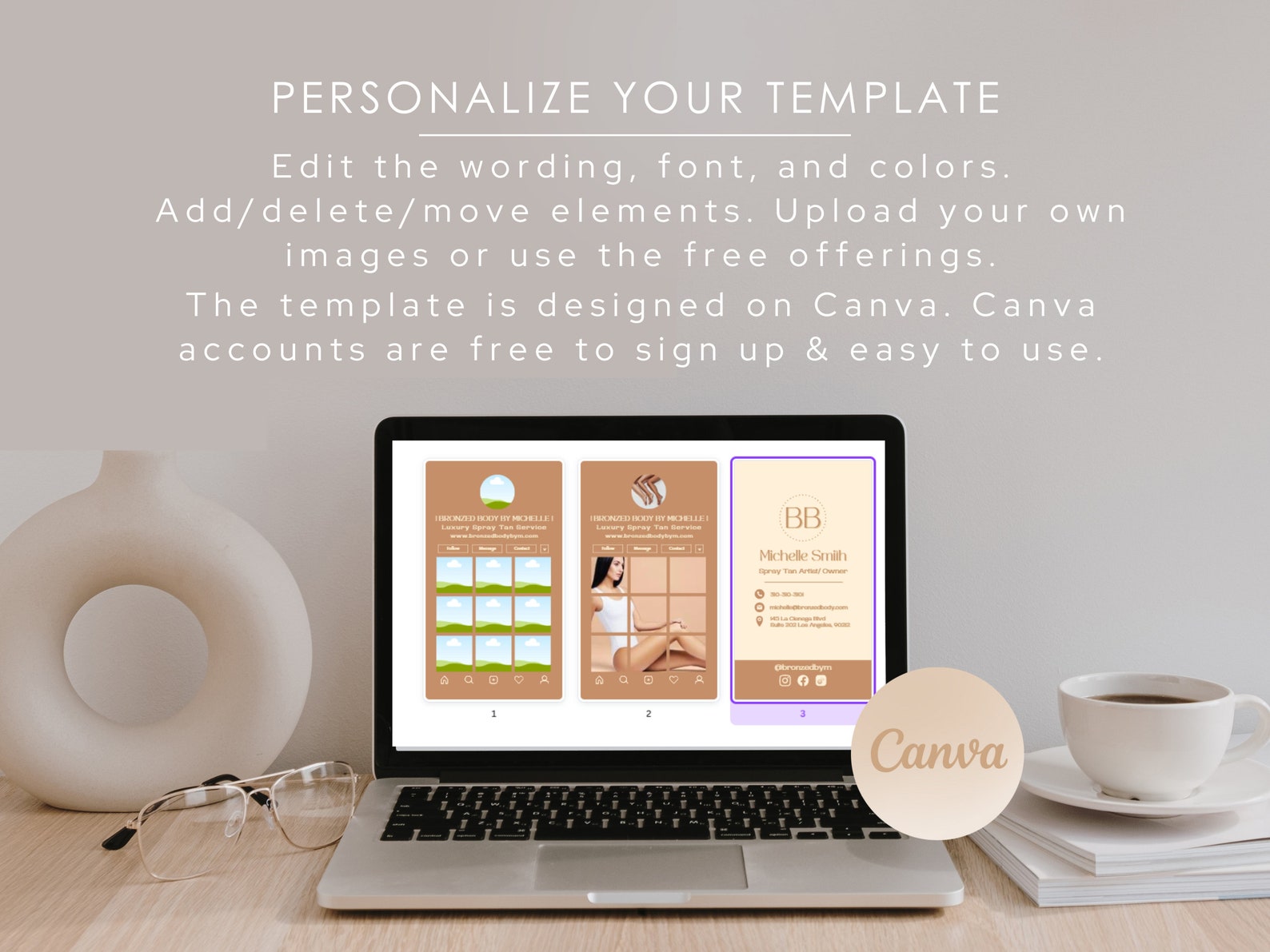 Spray Tan Artist Business Card Design Editable Template 3.5 X 2 Spray ...