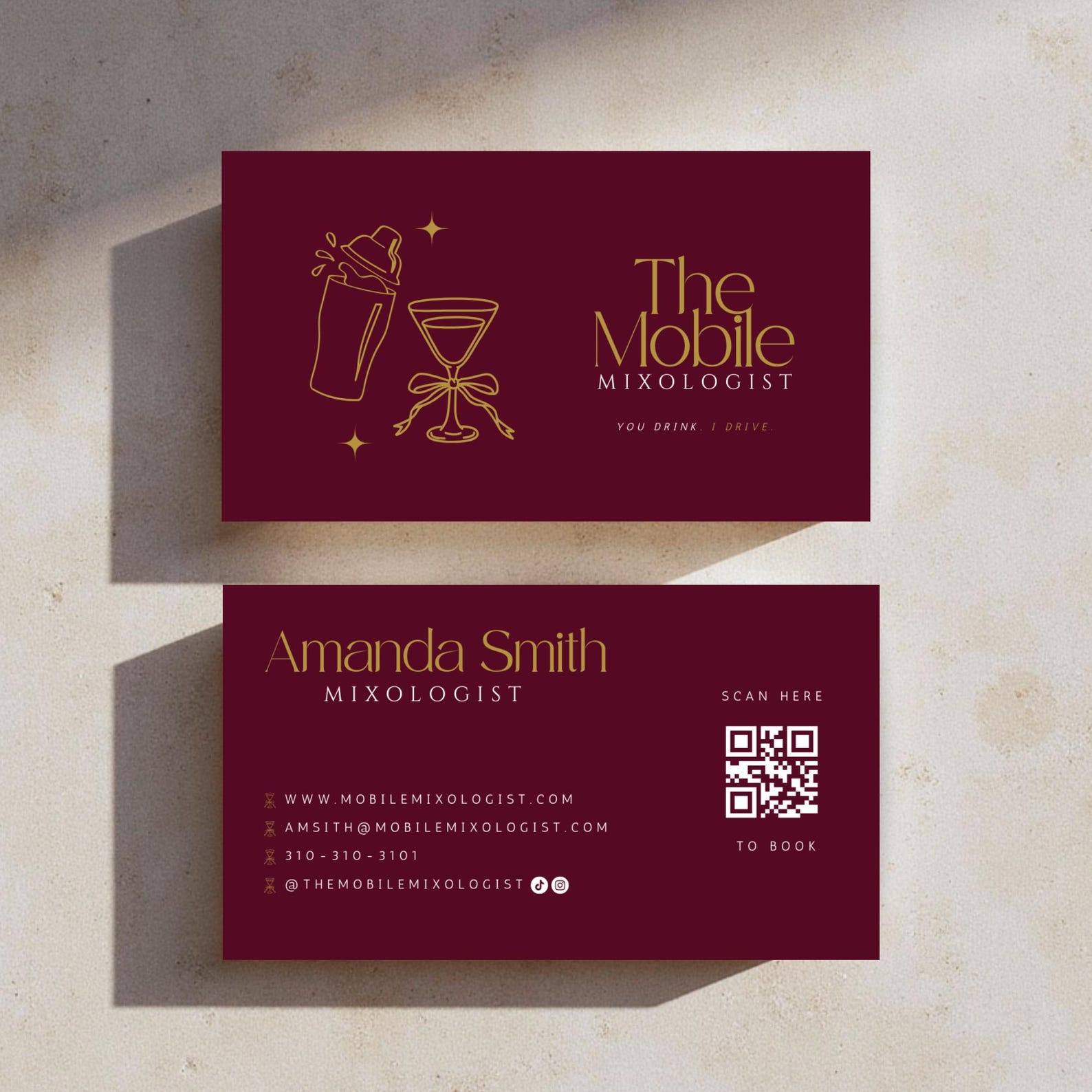 Mobile Bartender Card | Bartending Business | Mixologist Business ...