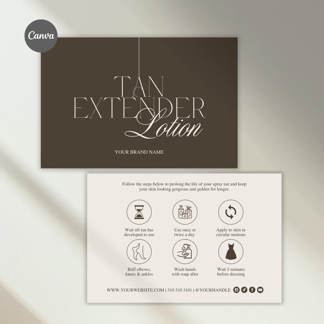 Spray Tan Extender Lotion Care Card | Retail Care Cards | Spray Tan ...