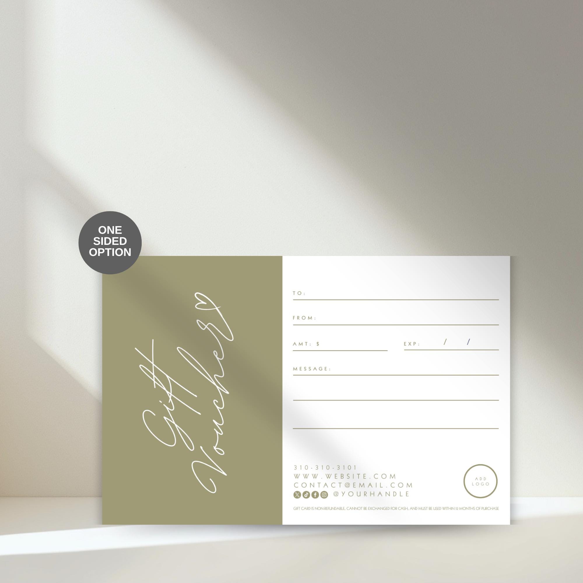 Minimalist Gift Voucher Design | Small Business Gift Card | Neutral ...