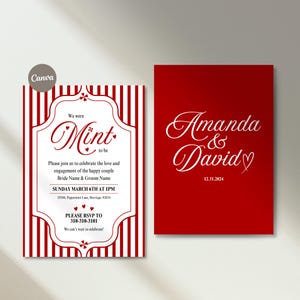 Engagement Party Invitation Design | Peppermint Themed Party Invitation ...