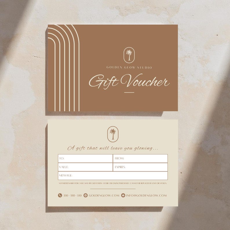 Spray Tan Business Gift Voucher Design | Palm Tree Branding | Gift ...