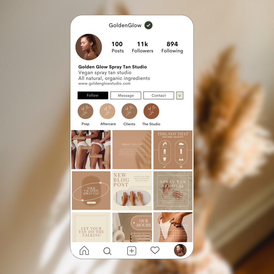 126 Spray Tan Artist Editable Instagram Posts Neutral Brown Minimalist ...