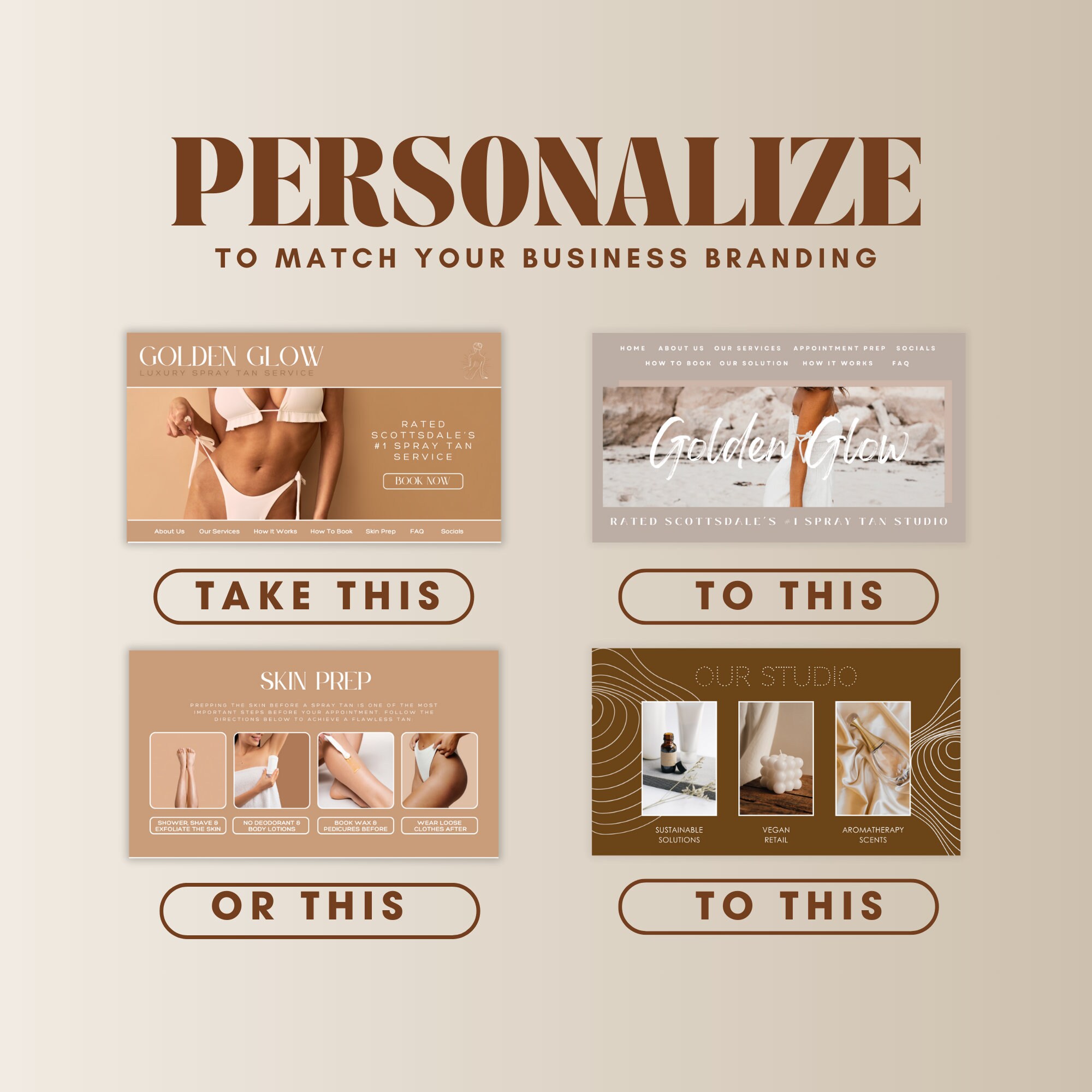 Spray Tan Artist Canva Website | Editable Template | One Page Canva ...