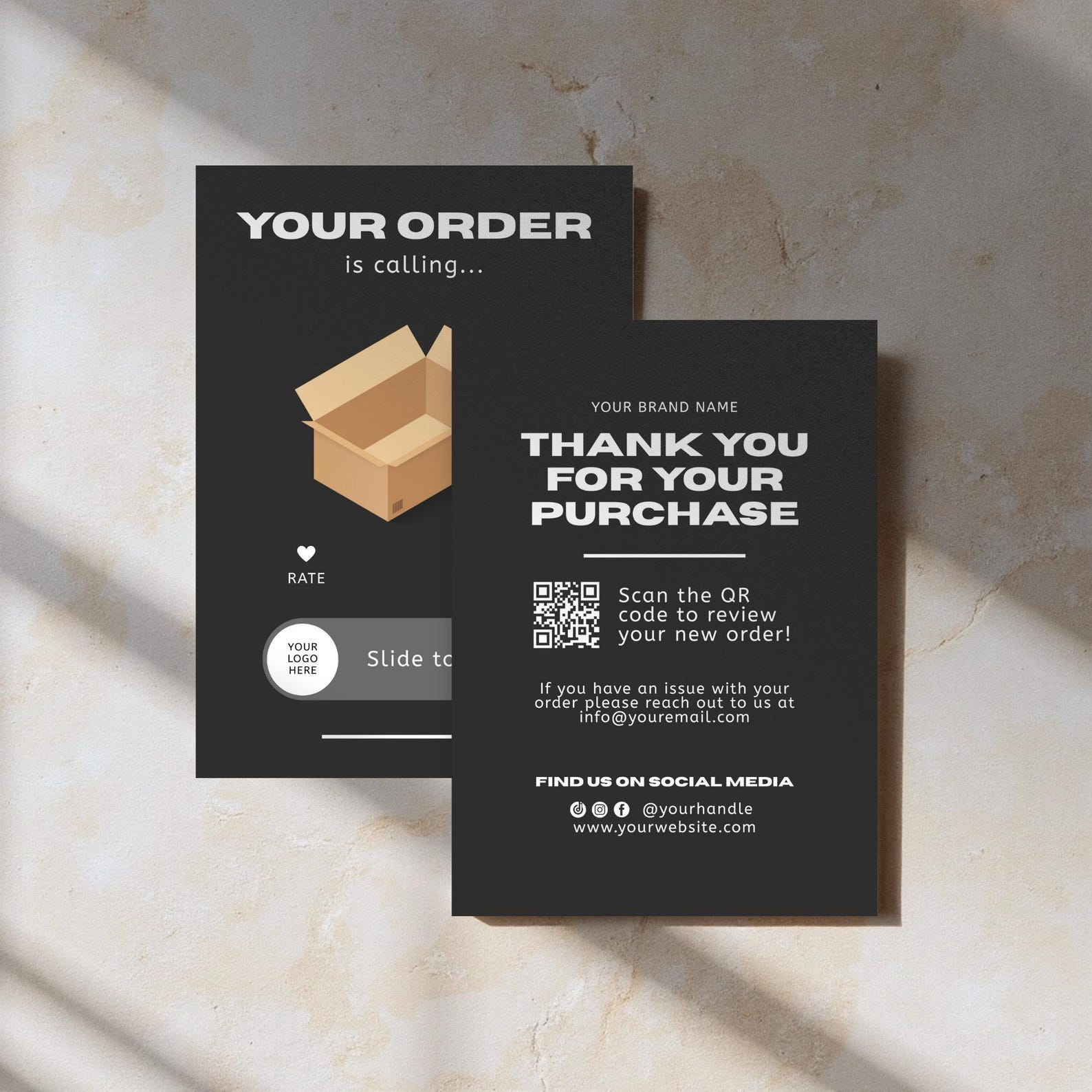 Order Calling Thank You Card | Package Insert | Order Insert Card ...
