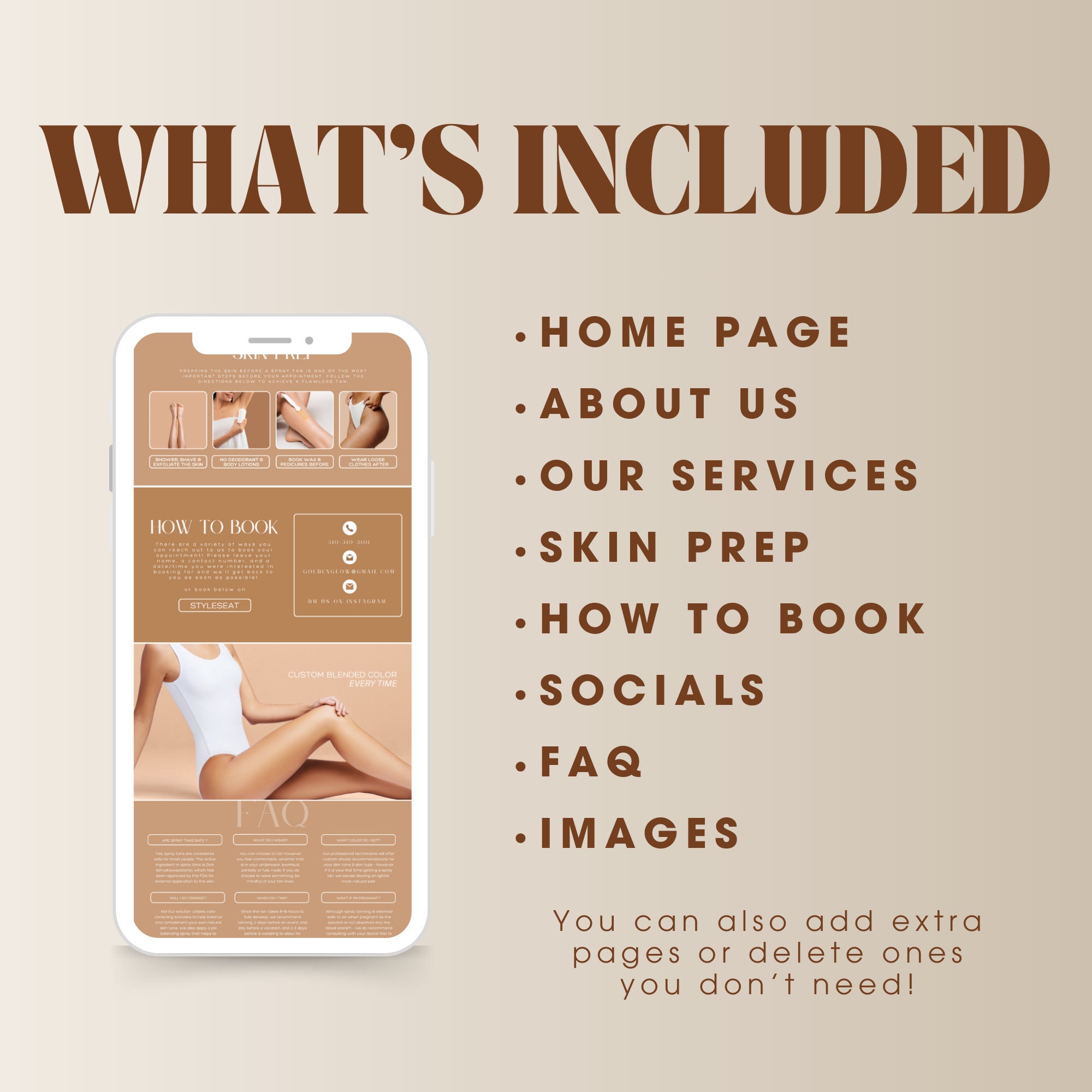 Spray Tan Artist Canva Website | Editable Template | One Page Canva ...