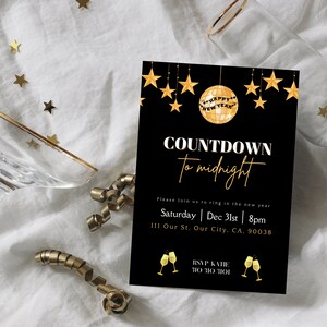 New Year's Eve Party Invitation Design 'countdown to Midnight Invite ...
